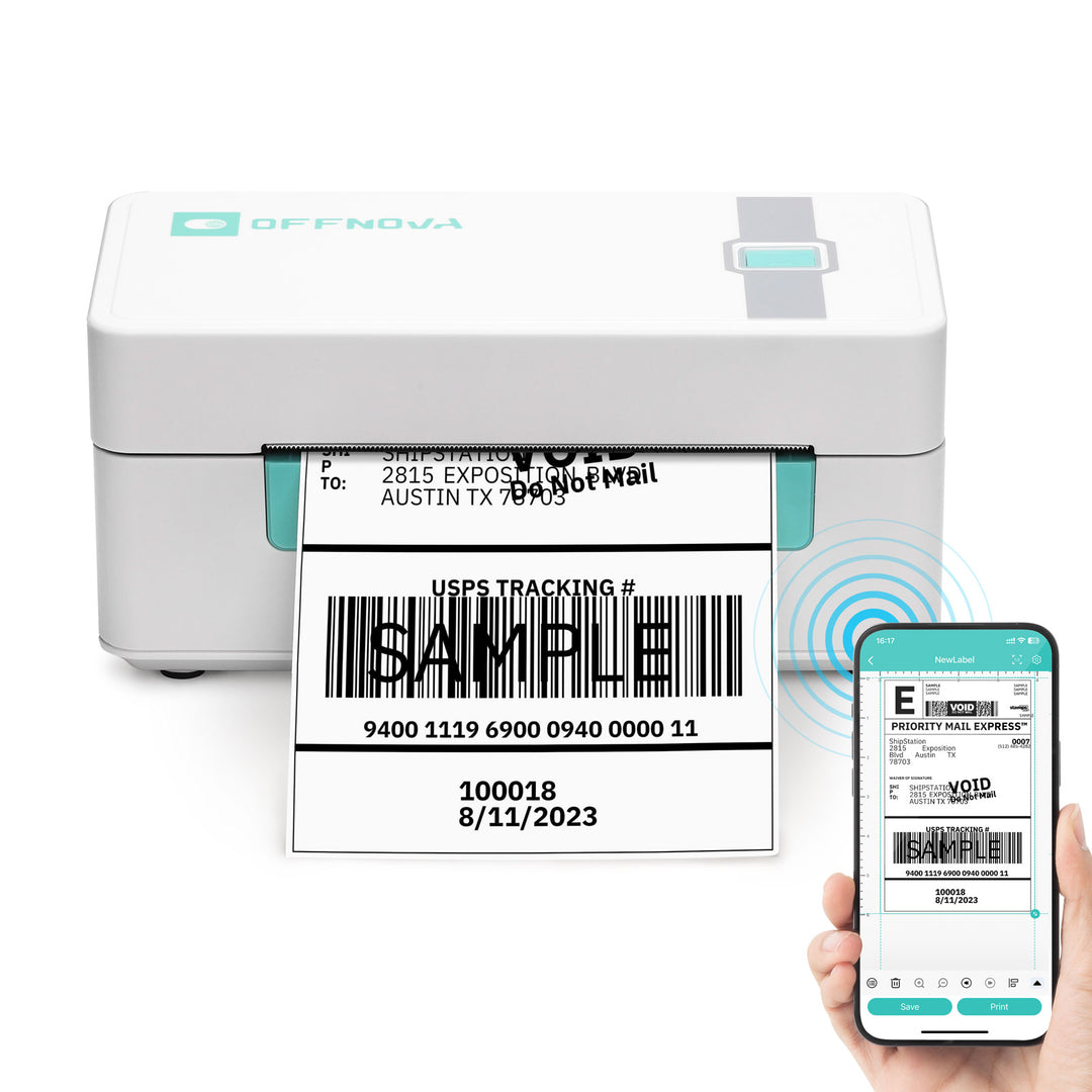OFFNOVA 4"x6" Bluetooth Shipping Label Printer, Thermal Printer for Shipping Packages, Works ...
